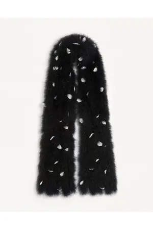 Valentino Garavani Scarf With Turkey And Goose Feathers - Black