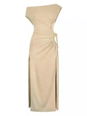 Roberto Cavalli Asymmetric Neck Midi Dress