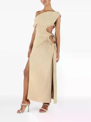 Roberto Cavalli Asymmetric Neck Midi Dress