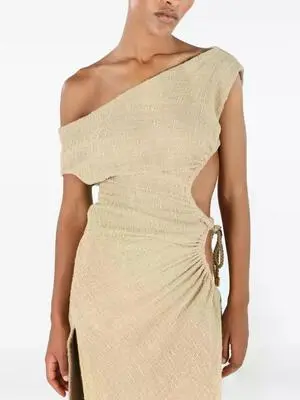 Roberto Cavalli Asymmetric Neck Midi Dress