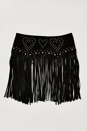UNDERSTATED LEATHER Heart Embellished Suede Belt