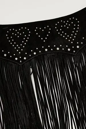UNDERSTATED LEATHER Heart Embellished Suede Belt