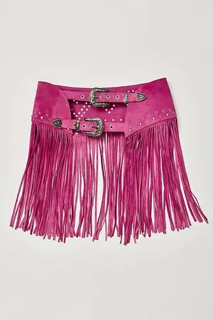 UNDERSTATED LEATHER Heart Embellished Suede Belt - Rebellious Rose