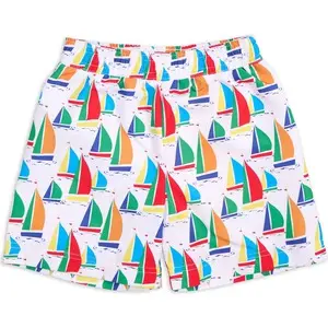 FLORENCE EISEMAN Sailboat Print Swim Trunks - White / Multicolor