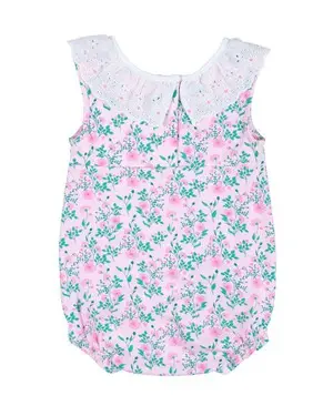FLORENCE EISEMAN Floral Print Romper With Eyelet Collar