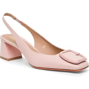 Santoni Leather Slingback With Block Heel - Pink