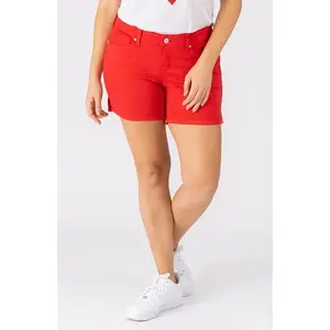 SLINK JEANS Side Vent Mid-rise Denim Shorts - Rose Red