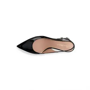 Santoni Patent Leather Slingback Heel - Black