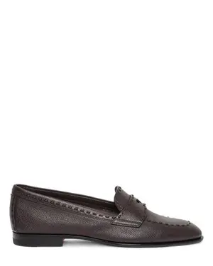 Santoni Leather Penny Loafer - Dark Brown