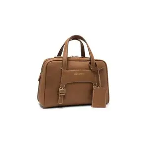 Santoni Leather Handbag With Double Buckle Detail