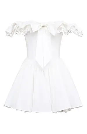 House Of Cb Jaide Off-the-shoulder Mini Dress - Cloud Dancer