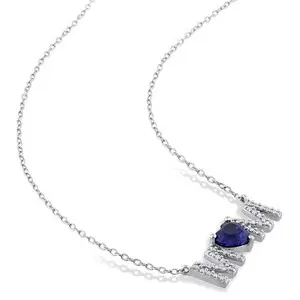 JULIANNA B. Lab-created Gemstone And Diamond Mom Pendant Necklace - Sapphire