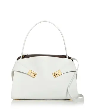 FERRAGAMO Hug Leather Top Handle Bag - Optic White
