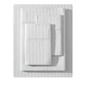 Vera Wang Dobby Stripe 4 Piece Sheet Set, King - Pale Grey