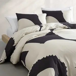 Marimekko Iso Unikko Cotton 3 Piece Duvet Cover Set, King - Charcoal