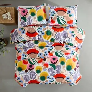 Marimekko Ojakellukka Cotton Percale 3 Piece Comforter Set, Full Queen - Multi
