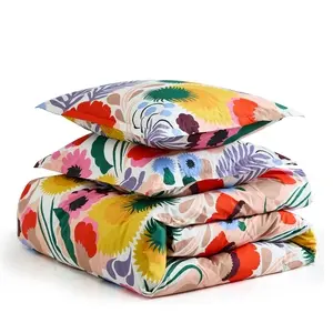 Marimekko Ojakellukka Cotton Percale 3 Piece Comforter Set, Full Queen - Multi
