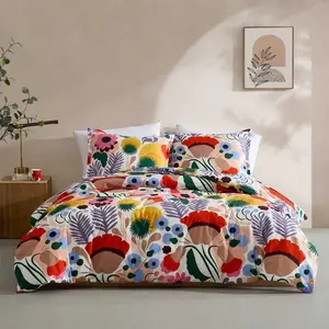 Marimekko Ojakellukka Cotton Percale 3 Piece Comforter Set, Full Queen - Multi