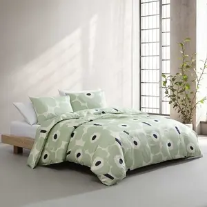 Marimekko Unikko Cotton 3 Piece Duvet Cover Set, King - Celadon Green