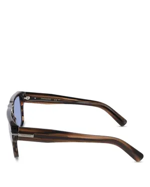 FERRAGAMO Double Bridge Square Sunglasses - Striped Brown
