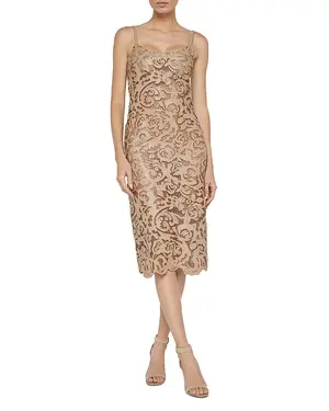 L'Agence Kazuko Laser Cut Midi Dress - Cappuccino