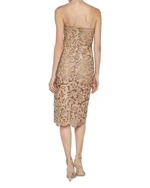 L'Agence Kazuko Laser Cut Midi Dress - Cappuccino