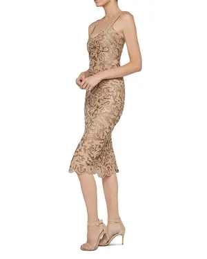 L'Agence Kazuko Laser Cut Midi Dress - Cappuccino