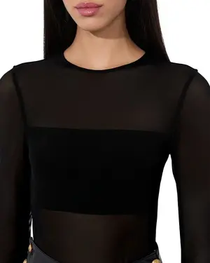 Alice + Olivia Bandeau Mesh Bodysuit
