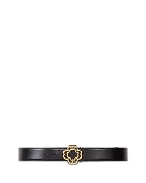 Maje Clover Logo Buckle Belt - Black