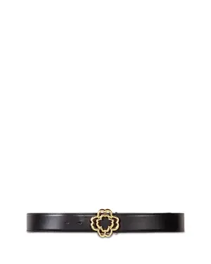 Maje Clover Logo Buckle Belt - Black