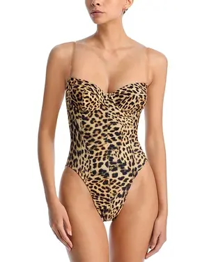 Norma Kamali Corset Mio One-piece Swimsuit - Cheetah Patch