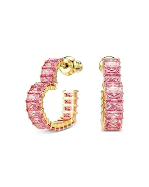 SWAROVSKI Matrix Crystal Heart Hoop Earrings - Pink