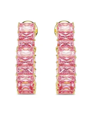 SWAROVSKI Matrix Crystal Heart Hoop Earrings - Pink