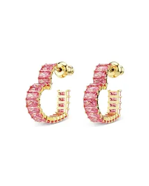 SWAROVSKI Matrix Crystal Heart Hoop Earrings - Pink