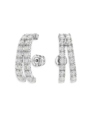 SWAROVSKI Matrix Crystal Double Row Cuff Stud Earrings