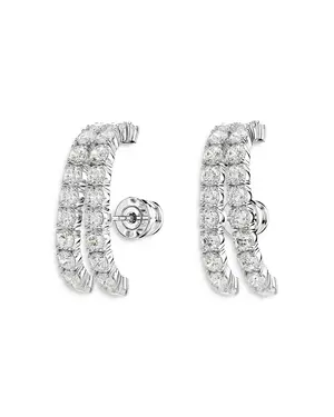 SWAROVSKI Matrix Crystal Double Row Cuff Stud Earrings