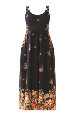EDDY Katherine Floral Midi Dress - Black