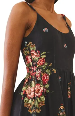 EDDY Katherine Floral Midi Dress - Black