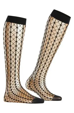 Falke Paradise Net Knee High Socks - Black