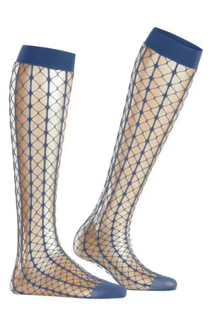 Falke Paradise Net Knee High Socks - Smoky Blue