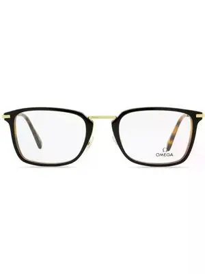 Omega Rectangular Engraved Logo Glasses - Brown
