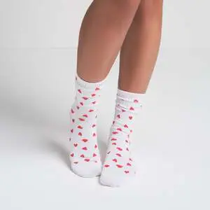 SKIMS Ribbed Crew Sock 3-Pack Ruby Heart Multi