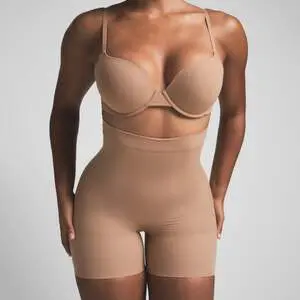 SKIMS High Waisted Mid Thigh Short | Black | | Sheer Seamless - Sienna