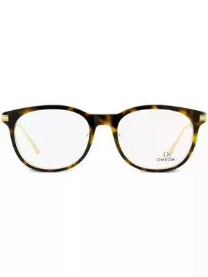 Omega Tortoiseshell Round-frame Glasses - Brown