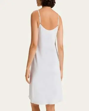 Hanro Silk-trim Cotton Chemise - White