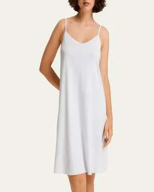 Hanro Silk-trim Cotton Chemise - White