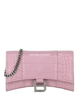Balenciaga Croc Embossed Hourglass Wallet On Chain - Pink