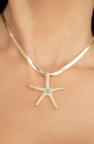 Ettika Mermaid Cove Starfish Pendant Necklace - Turquoise