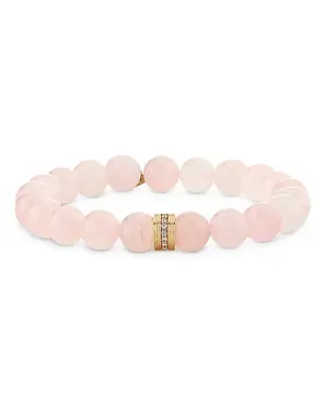 SYDNEY EVAN 14k Yellow Gold Rose Quartz & Diamond Bracelet - Pink/gold