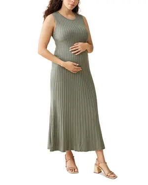 INGRID & ISABEL Knit Maternity Maxi Dress - Agave